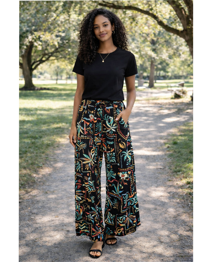 Robert Louis Silky Knit Pants Black Multi – Hamrick's Shop
